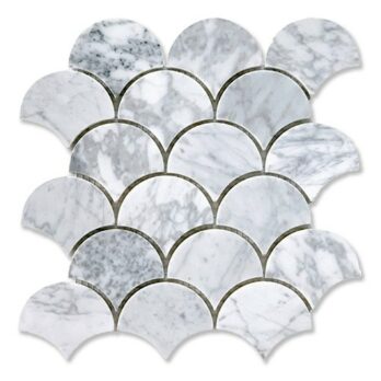 Bianco Carrara Mosaic - Fish Scale | StoneMart